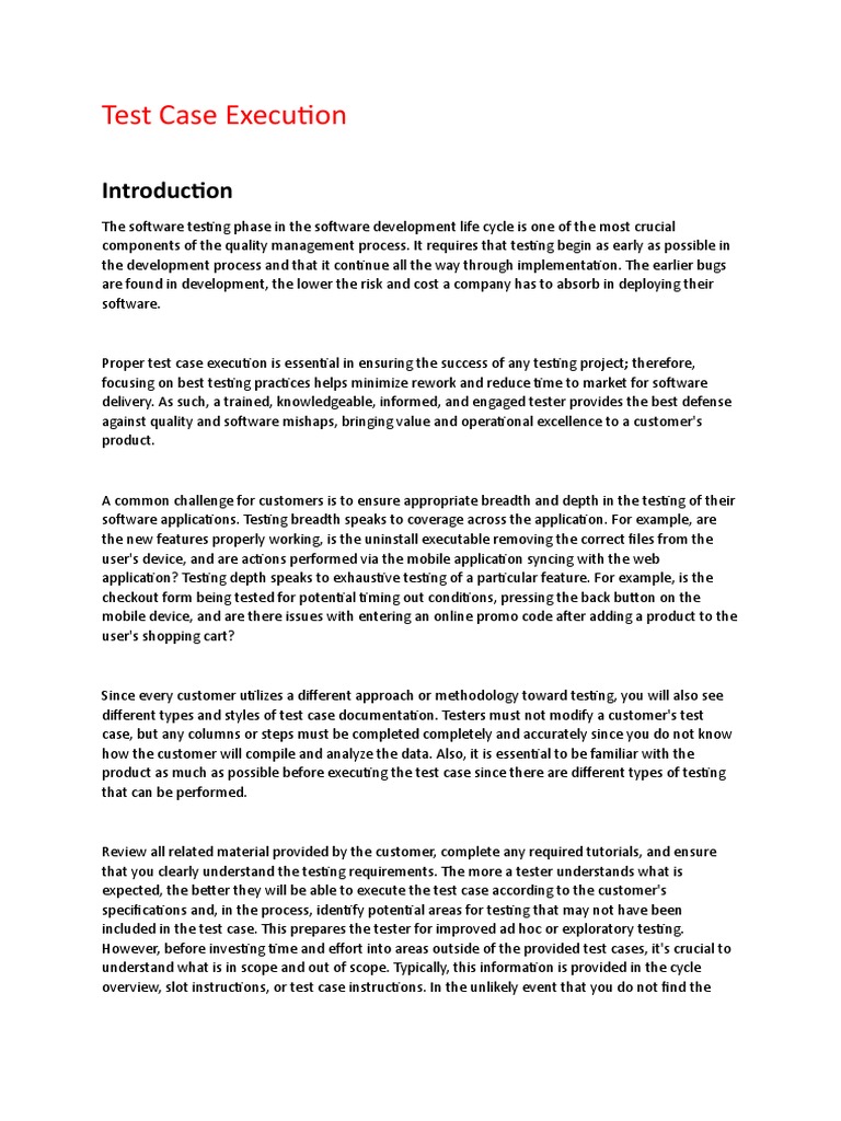 Test Case Execution | PDF | Software Testing | Information Technology ...