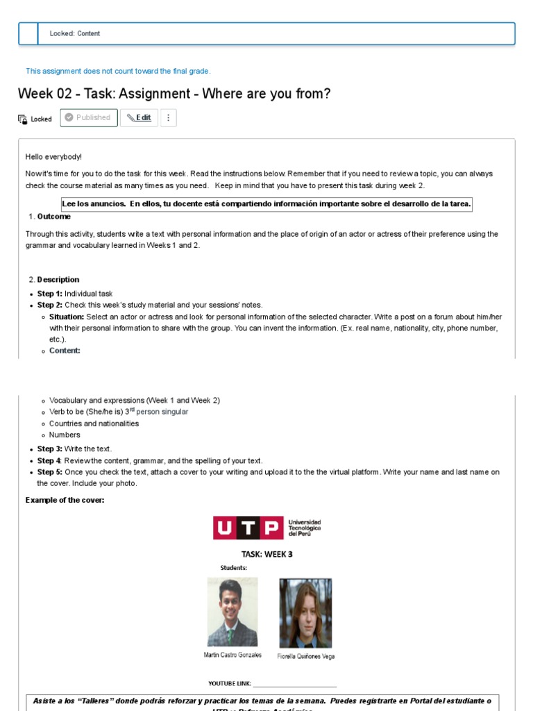 Week 02 - Task - Assignment - Where Are You From | PDF | Orthography | Grammar