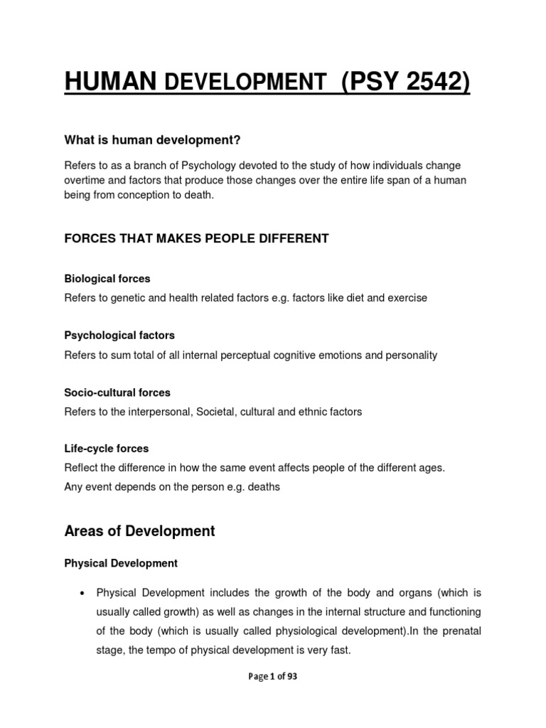 HUMAN - DEVELOPMENT - NOTES - 2 Psy | PDF