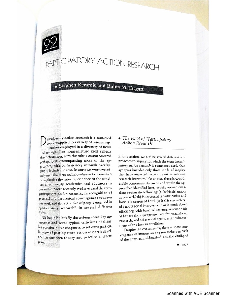 Participatory Action Research - Kemmis & McTaggart Cap 22 (Qualitative ...
