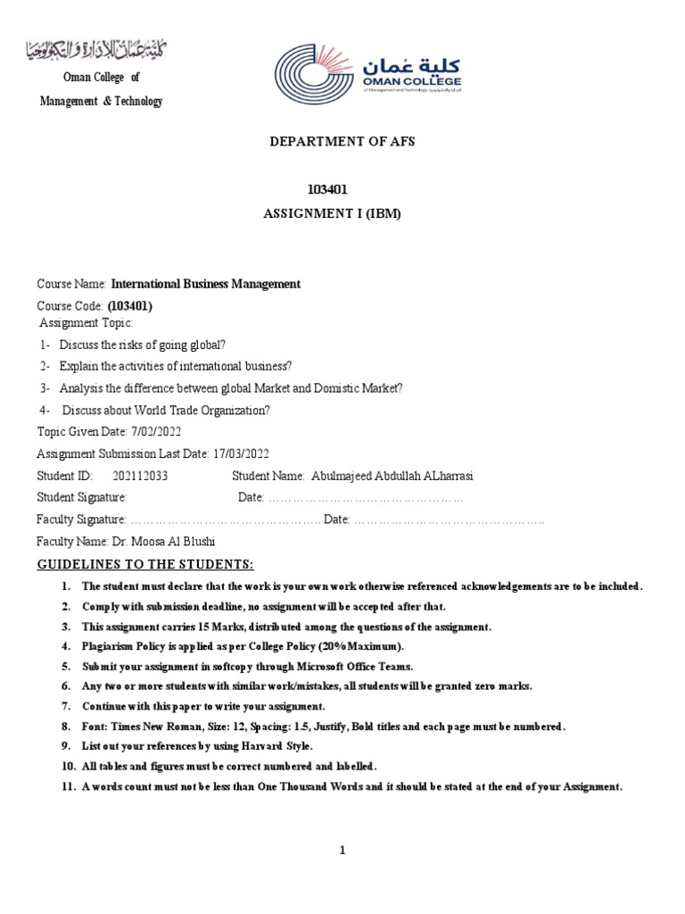 ASSIGNMENT of IBM | PDF | World Trade Organization | Marketing