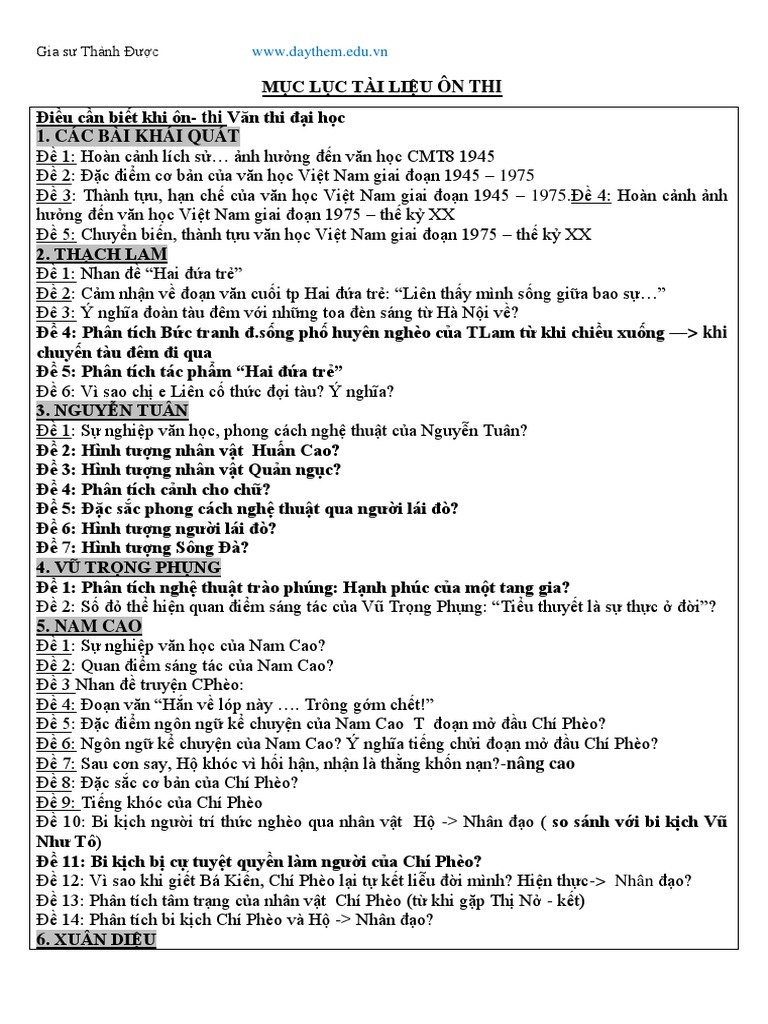 Tai Lieu On Thi THPT Quoc Gia Tai Lieu Ngu Van | PDF Tai Lieu On Thi THPT Quoc Gia Tai Lieu Ngu Van | PDF