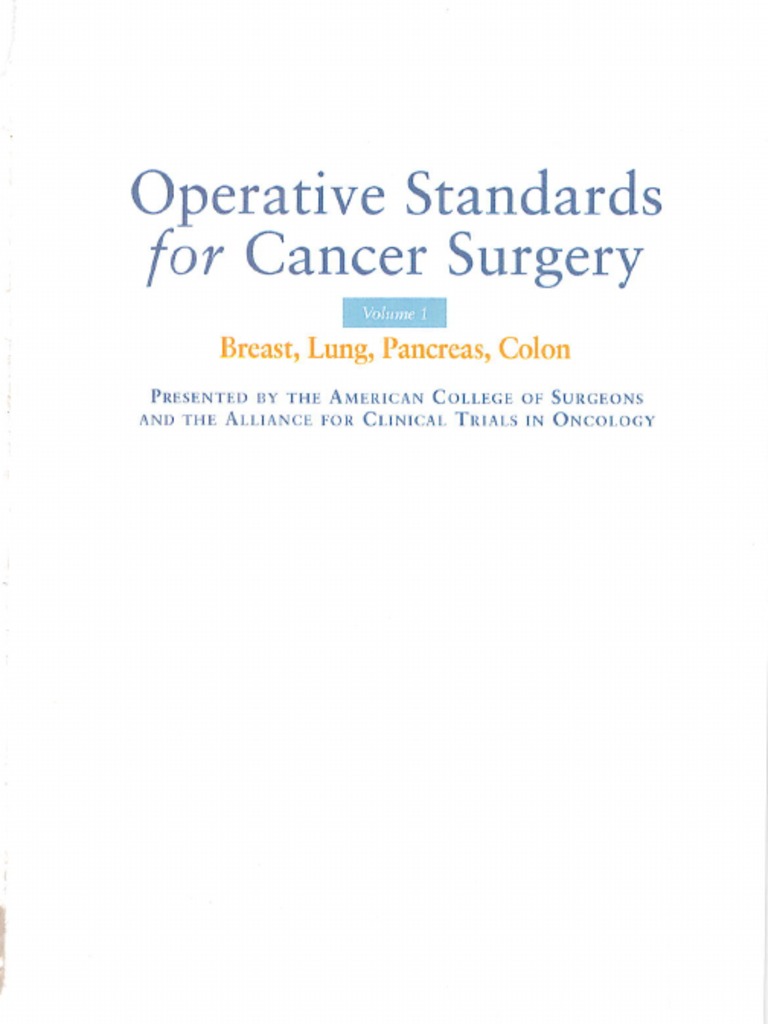 Operative Standards For Cancer Sugery Vol 1 | PDF