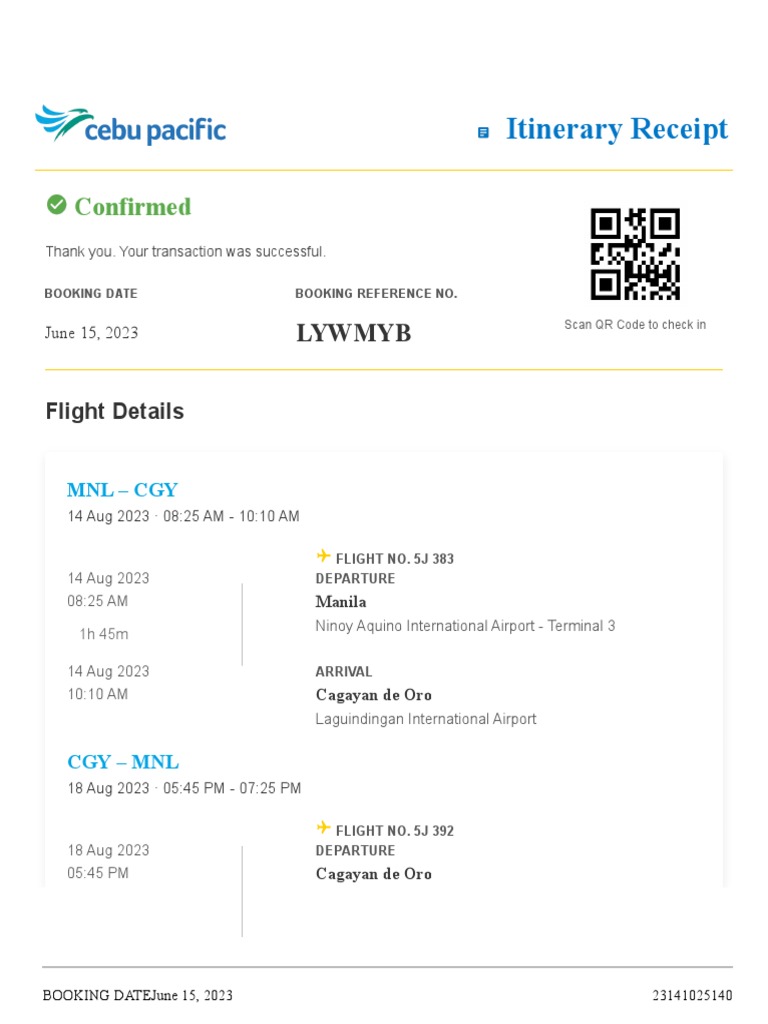 Itinerary Receipt | PDF