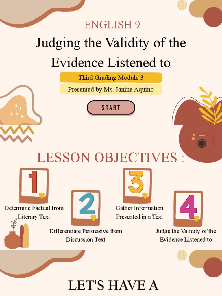 Validating Evidence in English 9 | PDF
