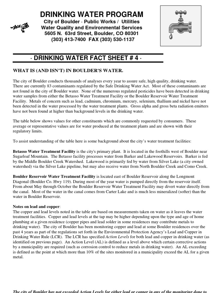 Water Factsheet 4 | Download Free PDF | Lead | Copper