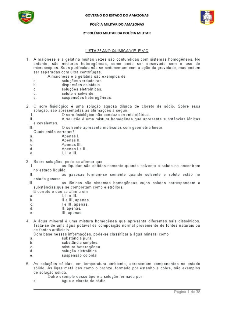 3o Quimica Concentracao e Densidade Sgab | PDF