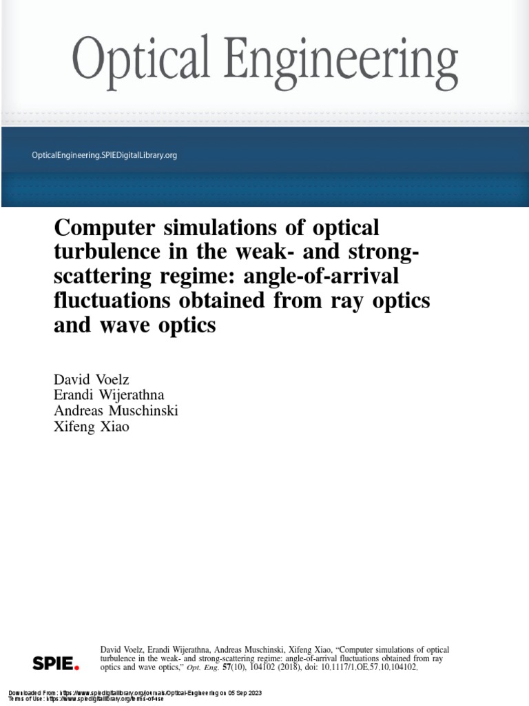 Computer Simulations of Optical Turbulence in The Weak - and Strong - Scattering Regime | PDF ...