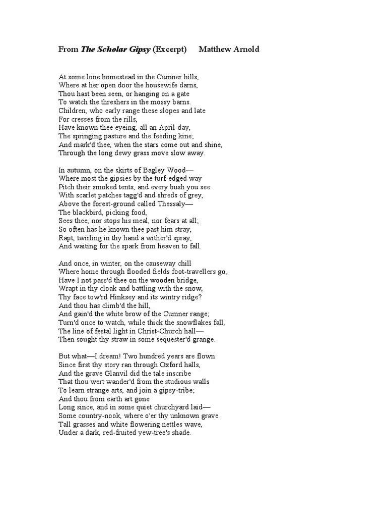 Scholar Gipsy | PDF | Art | Poetry