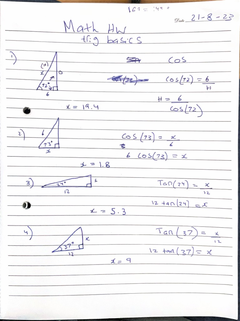 Math HW Trig Basic | PDF