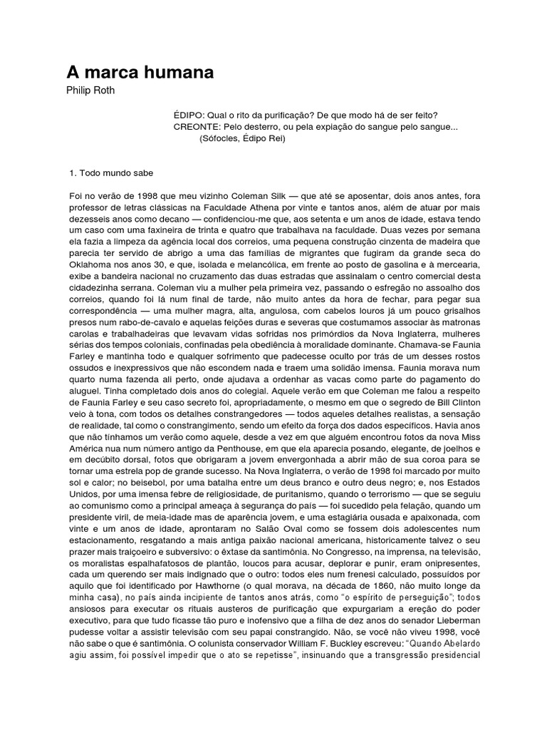 A Marca Humana | PDF | História | Clássicos