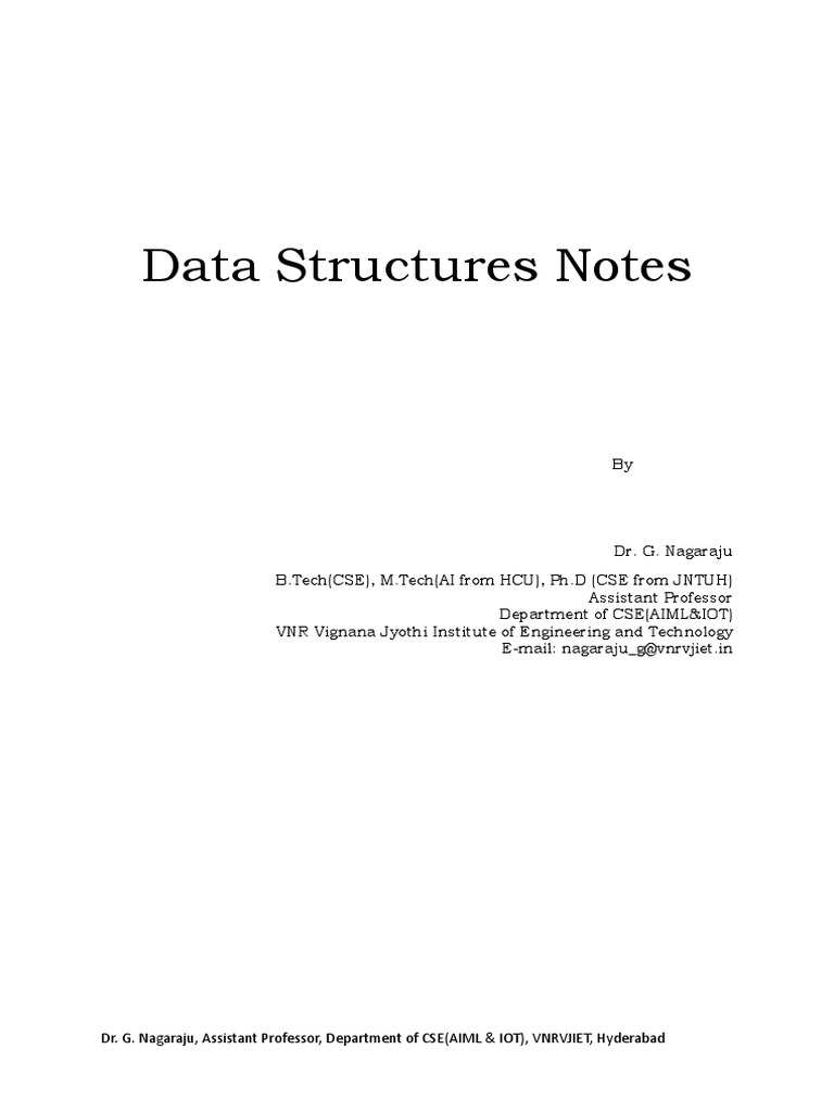 Data Structures Notes Pdf Queue Abstract Data Type Time Complexity