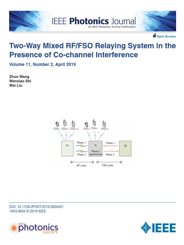 Two-Way Mixed RF FSO Relaying System in The Presence of Co-Channel Interference | PDF ...