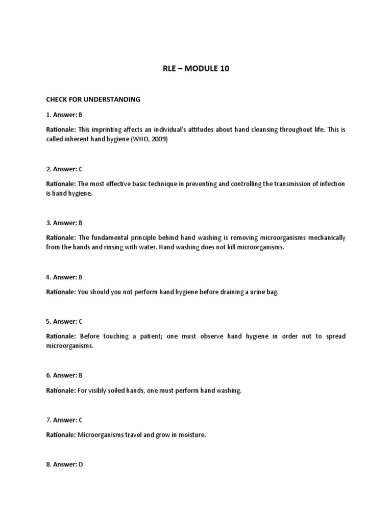 Hand Hygiene Understanding Quiz | PDF