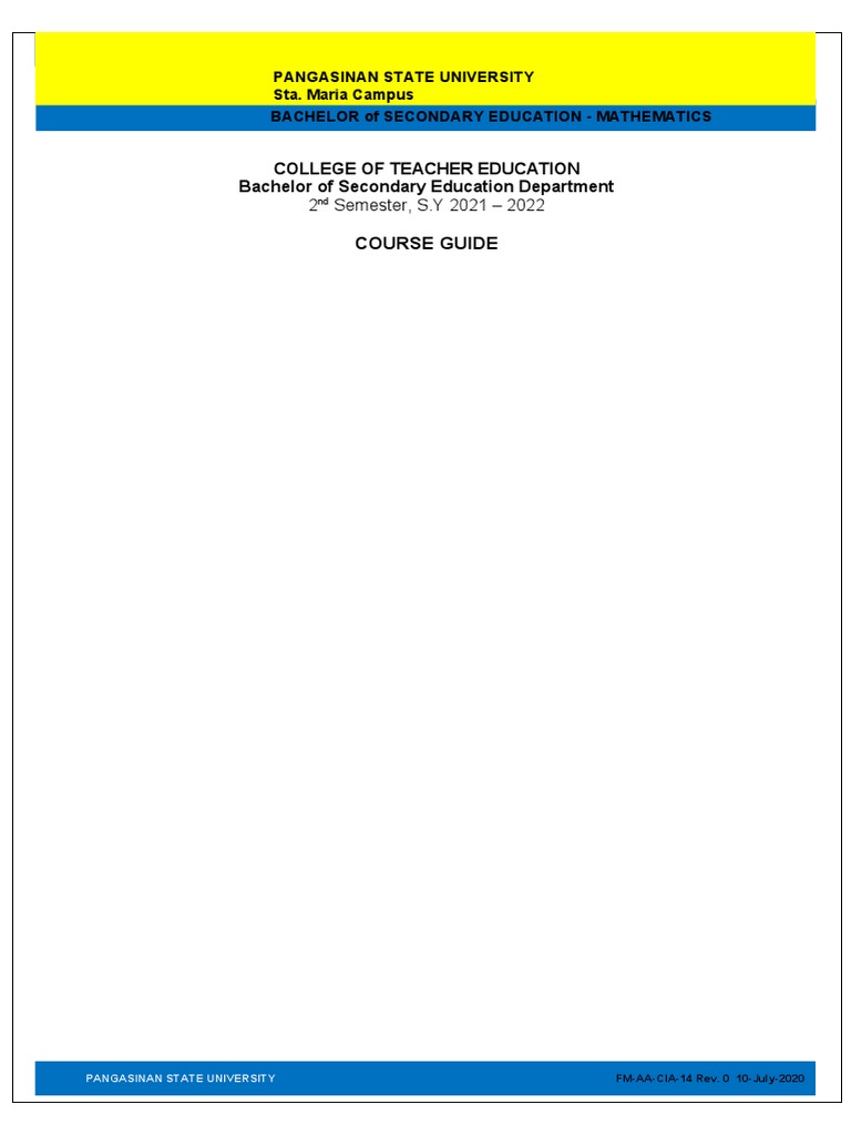 Math 103 Course Guide Pdf Trigonometry Mathematics