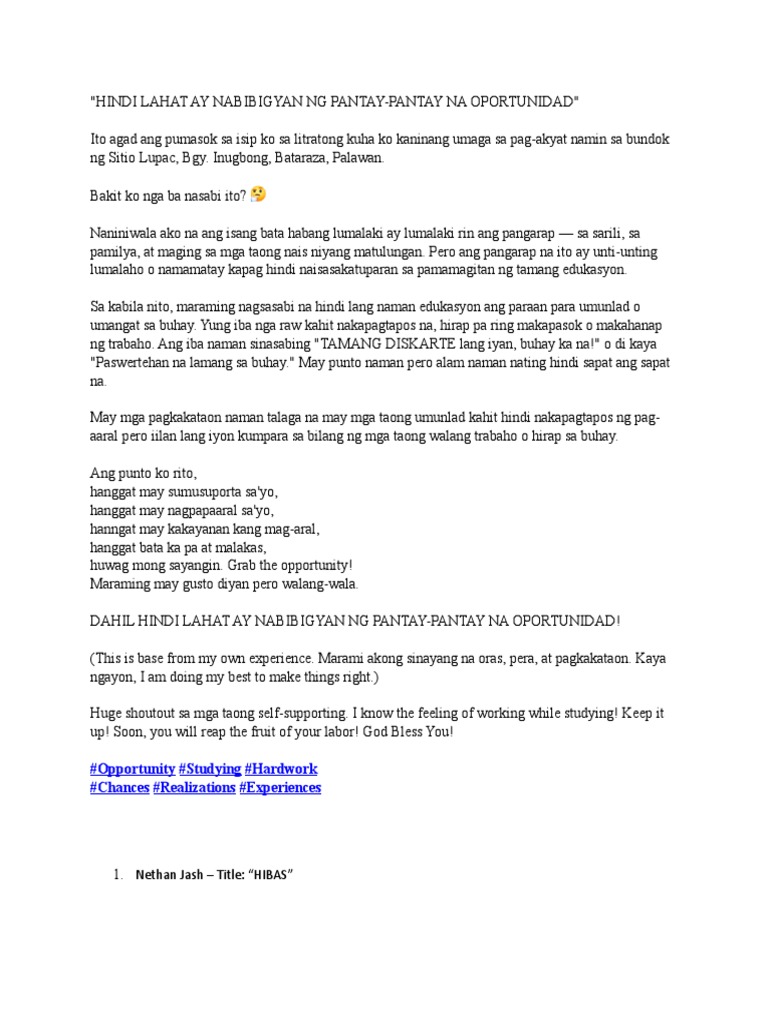 Hindi Lahat Ay Nabibigyan NG Pantay | PDF