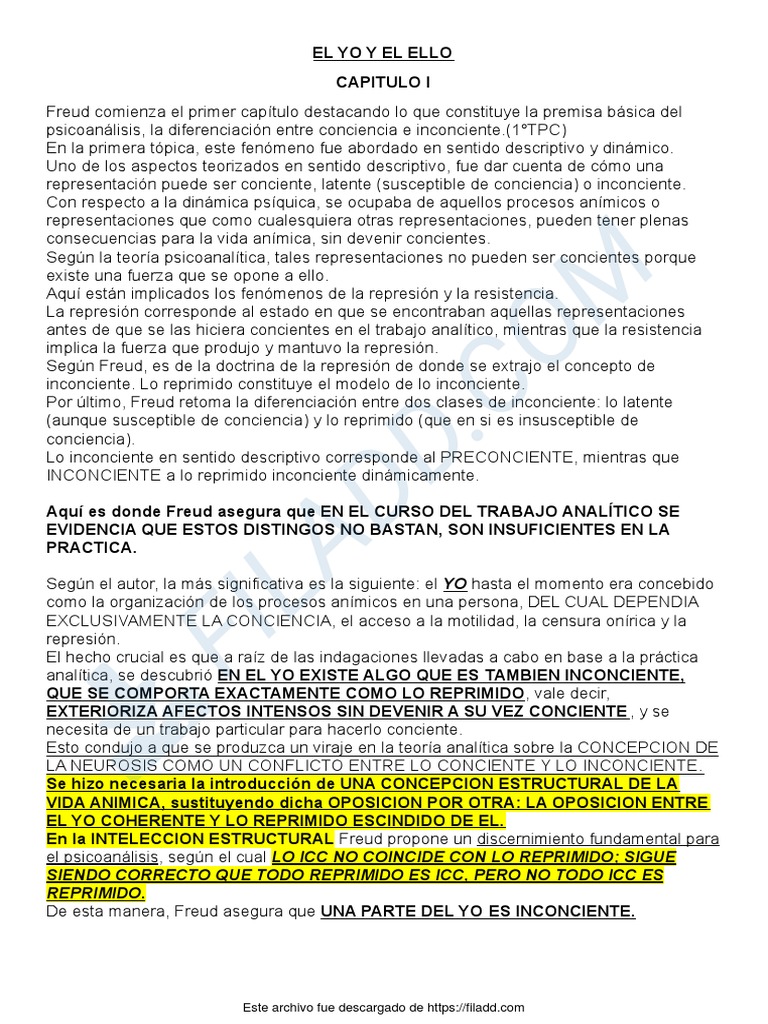 El Yo y El Ello | PDF | Carné de identidad | Mente inconsciente