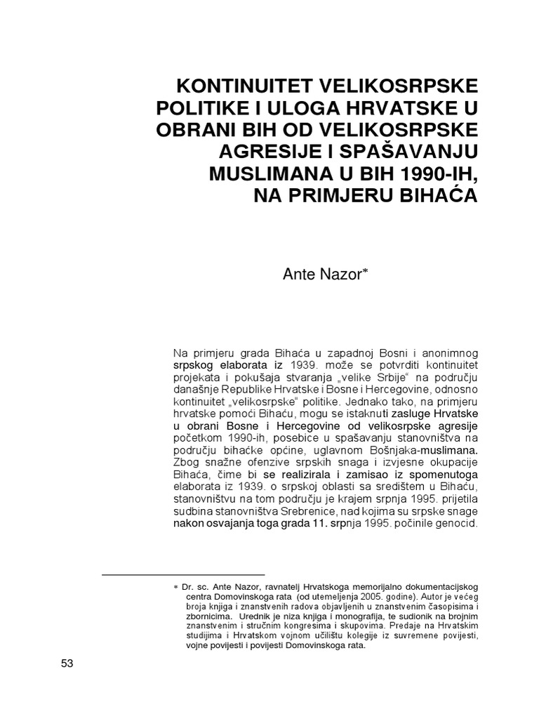 Ante Nazor - Bihać 1990-1995 | PDF