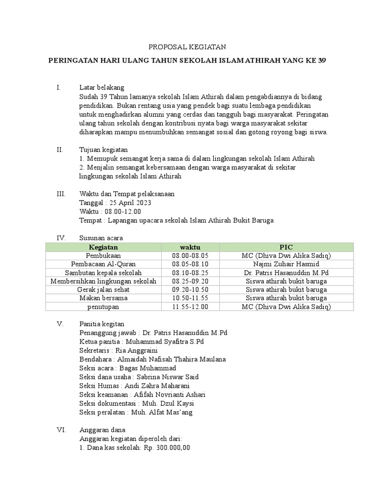 Proposal Kegiatan | PDF
