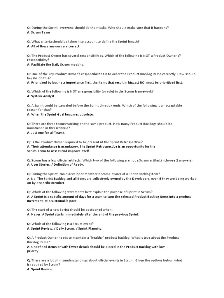 PSM I (Scrum Guide 2020) - Q&A | PDF | Scrum (Software Development ...