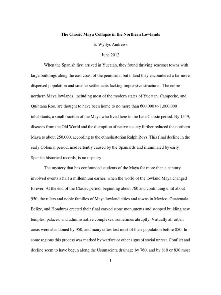 2012 The Classic Maya Collapse in The N | PDF