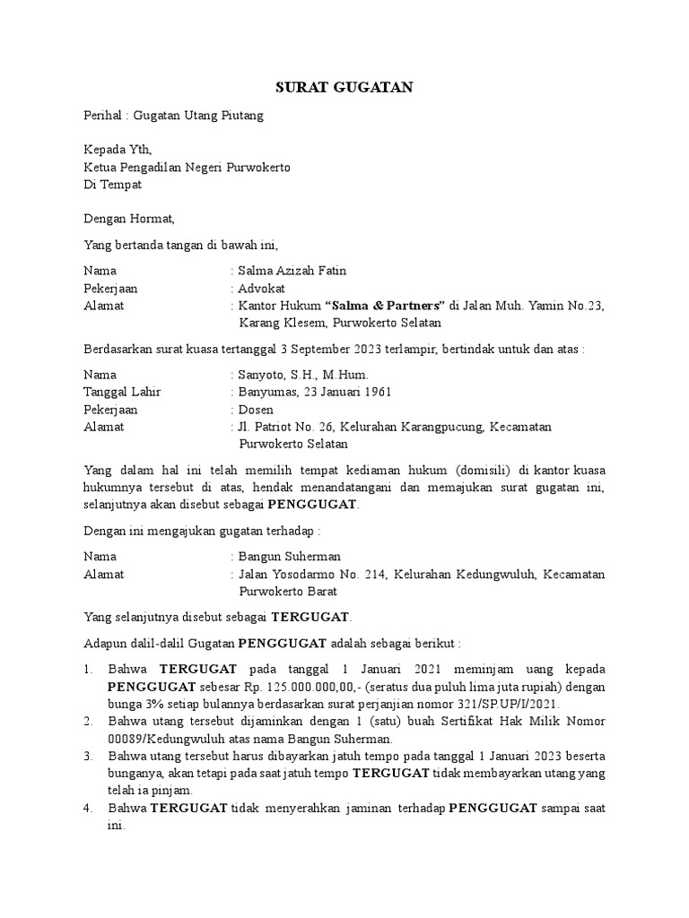 Surat Gugatan | PDF