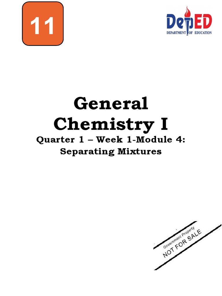 Grade 11 SHS Chemistry Q1 WEEK 1 Module 4 Separation Techniques | PDF ...