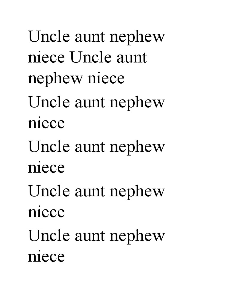 Uncle Aunt Nephew Niece Uncle Aunt Nephew Niece | PDF
