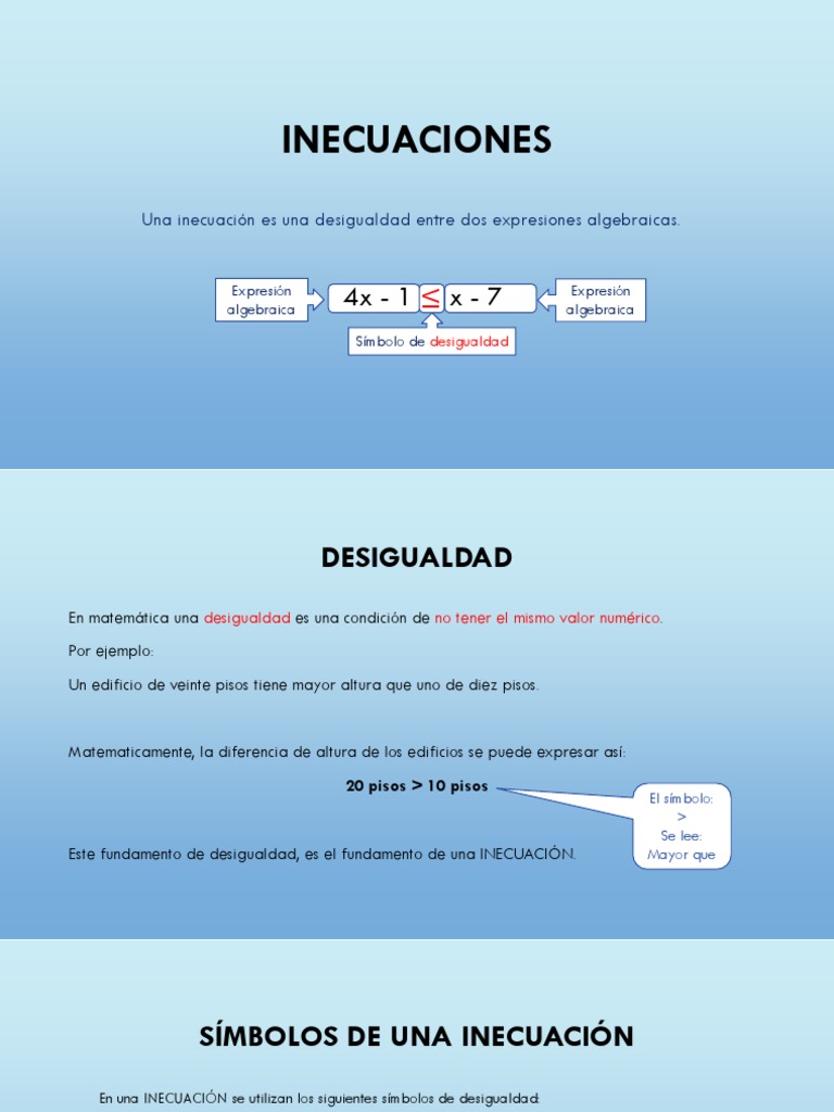 01 - Inecuaciones | PDF | Desigualdad (Matemáticas) | Matemáticas