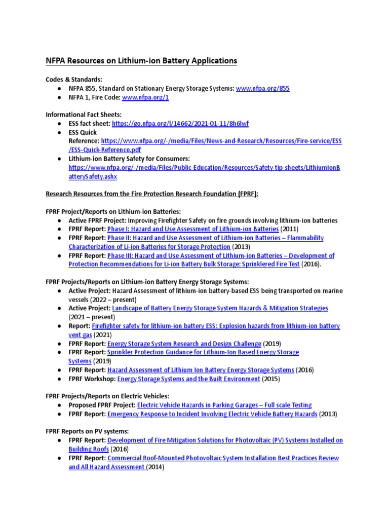 Copia de NFPA-FPRF Resources On Li-Ion Batteries | PDF