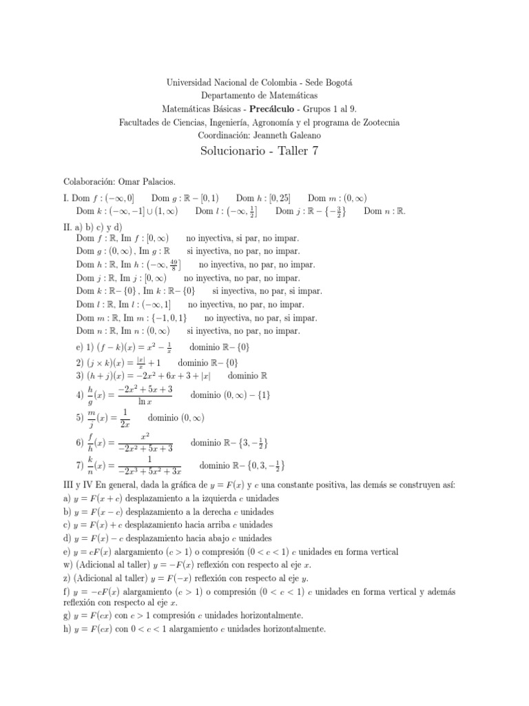 Taller-7-Precalculo-Solucionario (1) | PDF