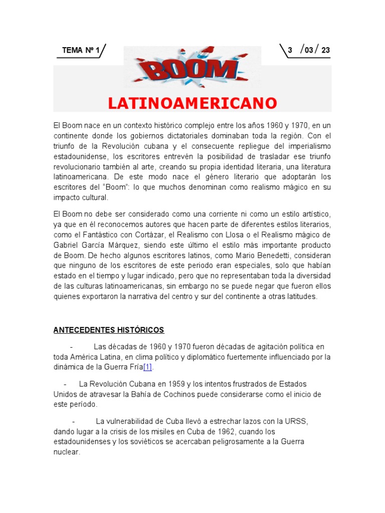 El Boom Latinoamericano: Historia y Autores | PDF