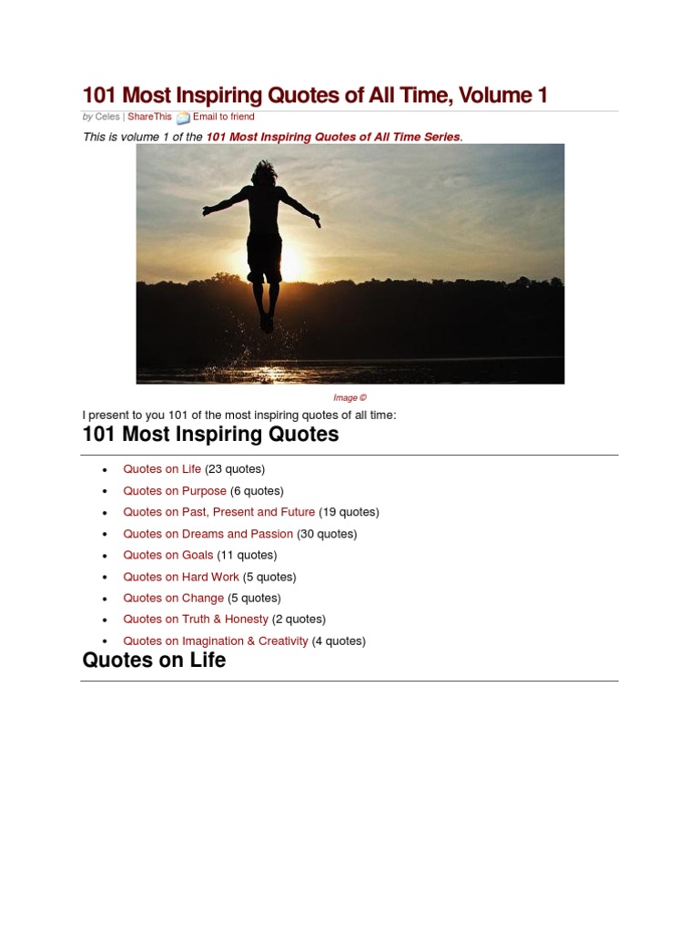 101 Most Inspiring Quotes of All Time | PDF | Science | Philosophical ...