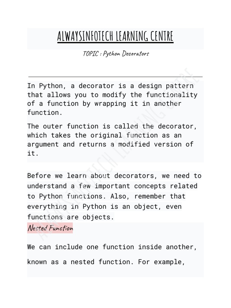 Python Decorators | Download Free PDF | Parameter (Computer Programming) | Computer Programming