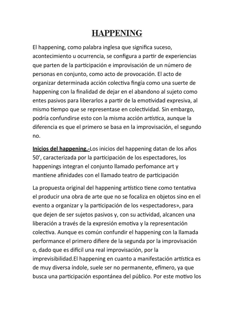 HAPPENING | PDF | Arte de performance | Estética