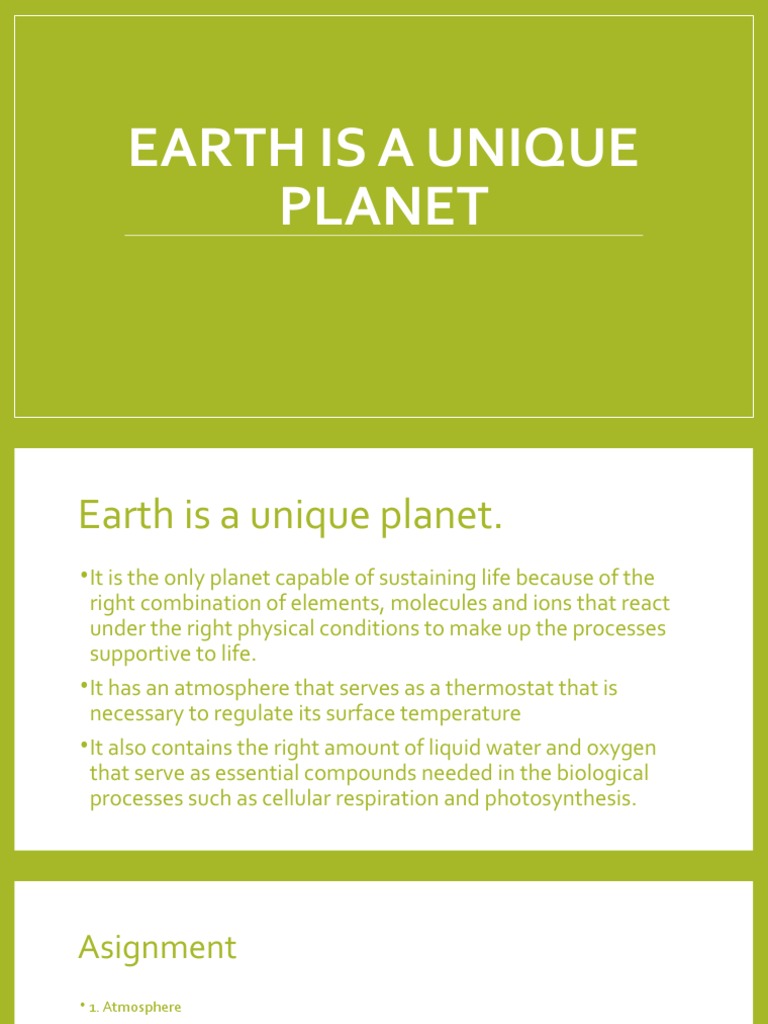 Earth Is A Unique Planet | PDF