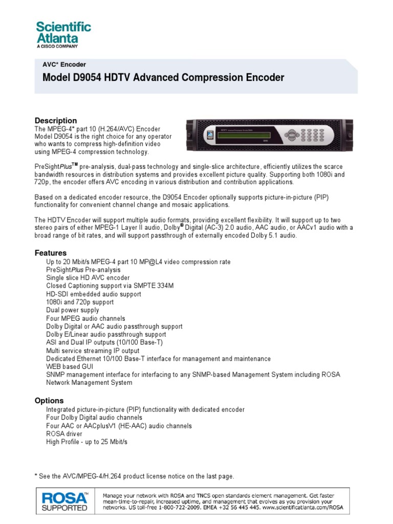 HDTV Encoder Avc | PDF | Data Compression | Digital Audio
