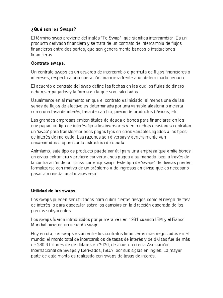 Qué Son Los Swaps | PDF | Swap (Finanzas) | Interés