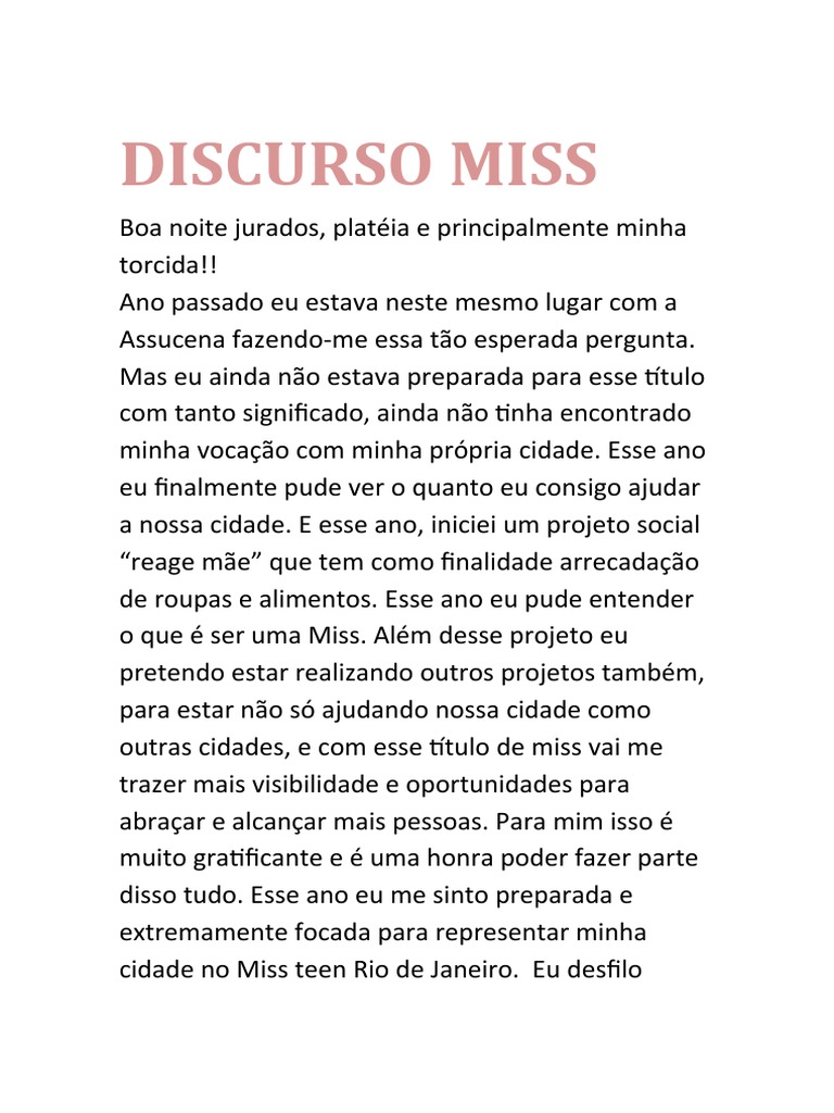 Discurso Miss | PDF