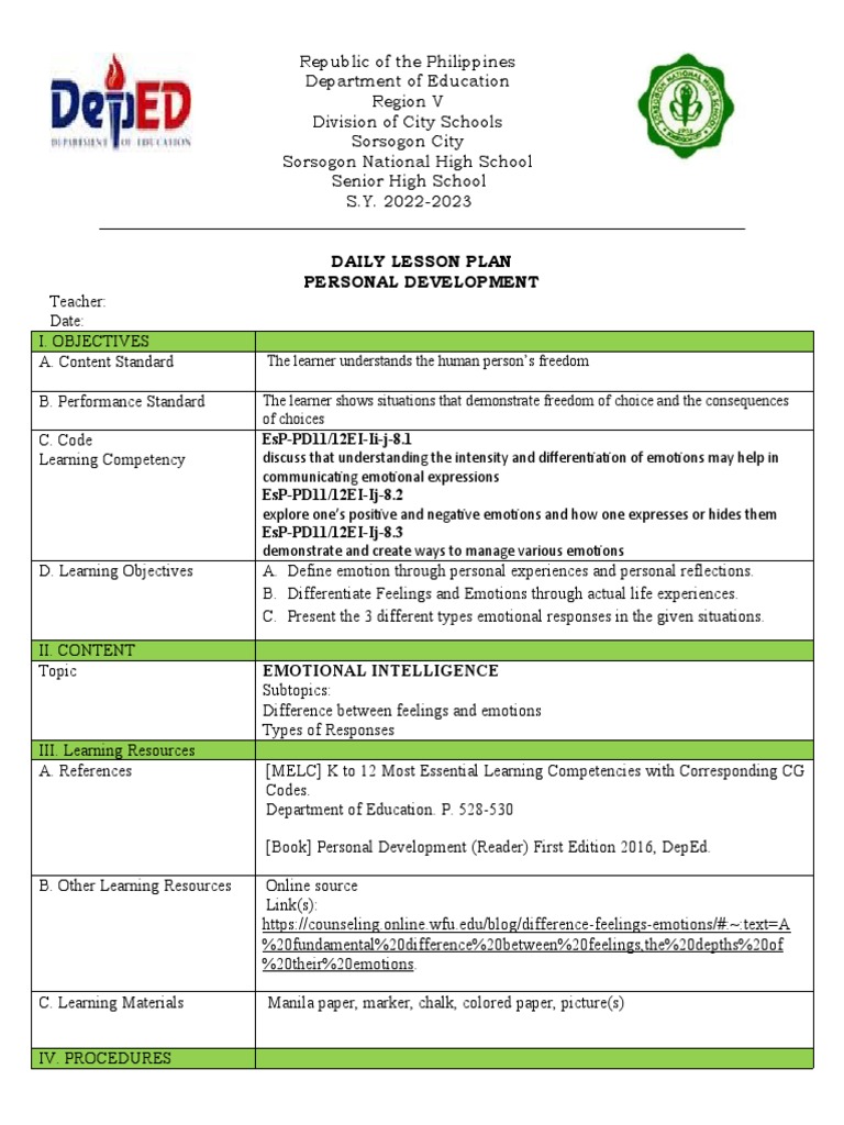 LP 9 Perdev Emotion | PDF | Emotions | Feeling