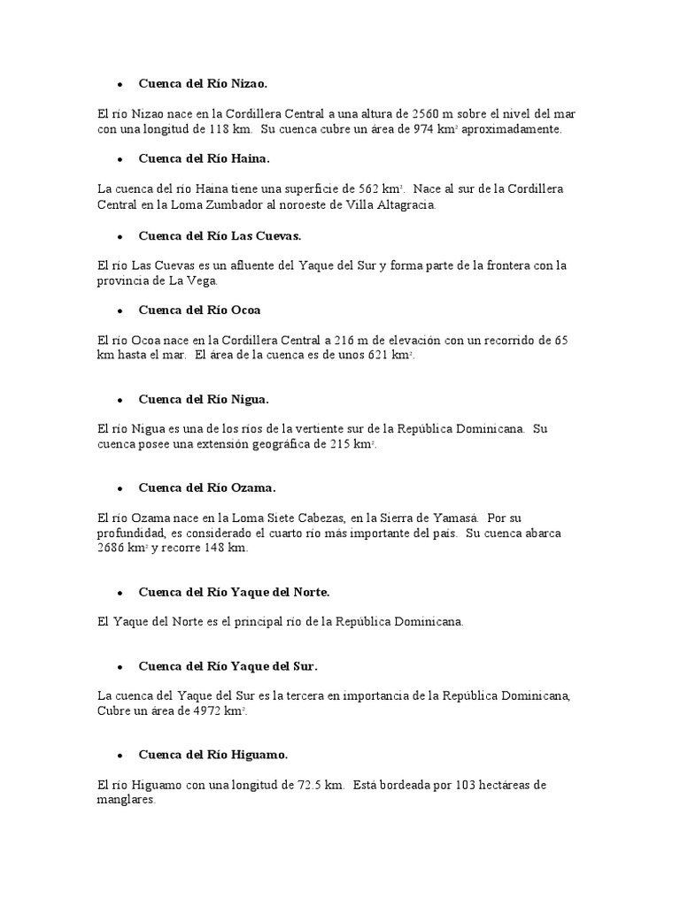Principales Cuencas Hidrográficas de RD | PDF