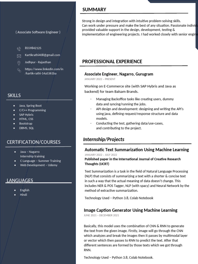 Kartik Rathi Resume1 | PDF | Computing | Computer Science