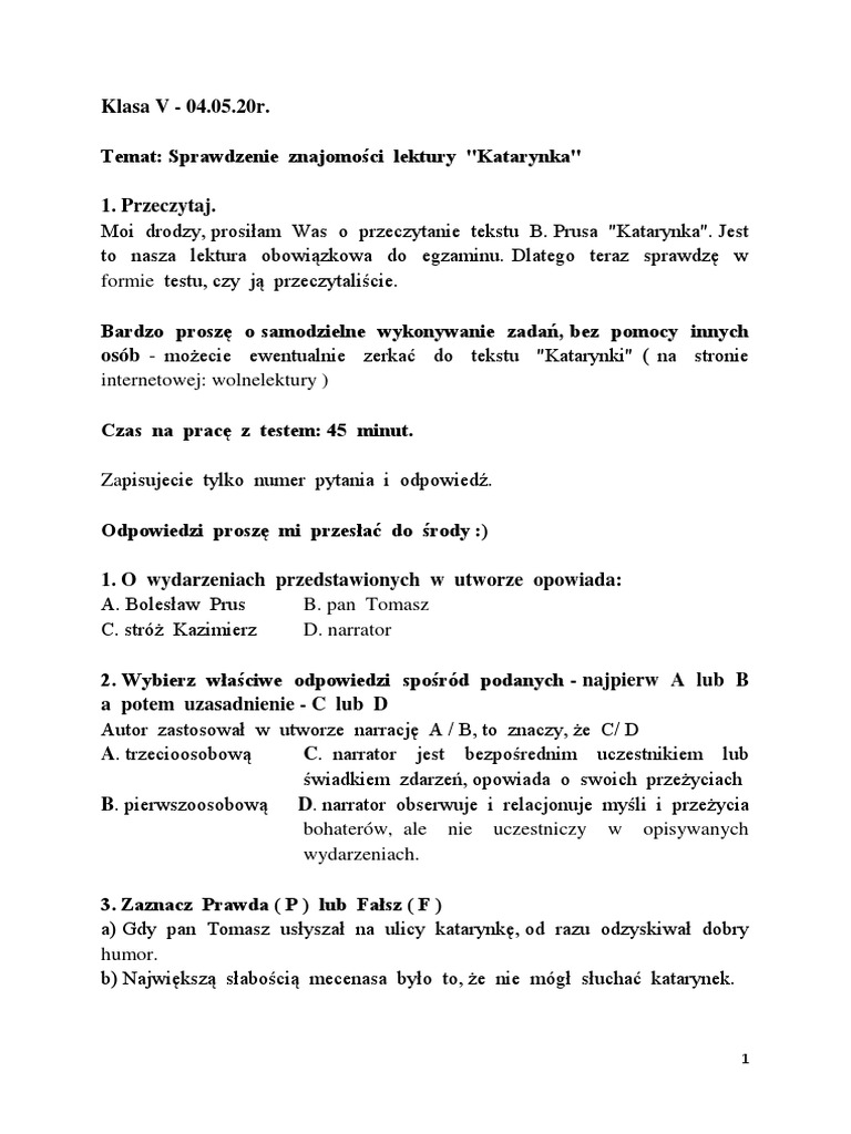 Klasa-V Katarynka | PDF