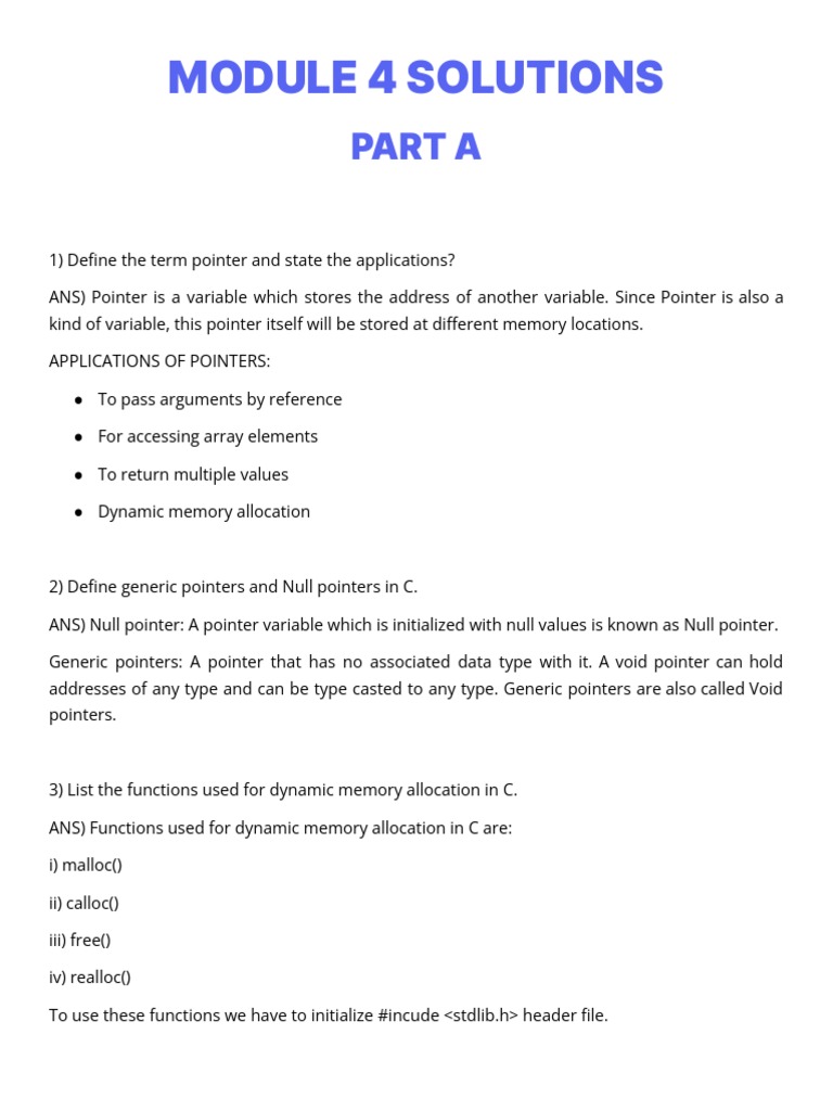 C Programming Module 4 Complete Solutions Pdf Pointer Computer 4688