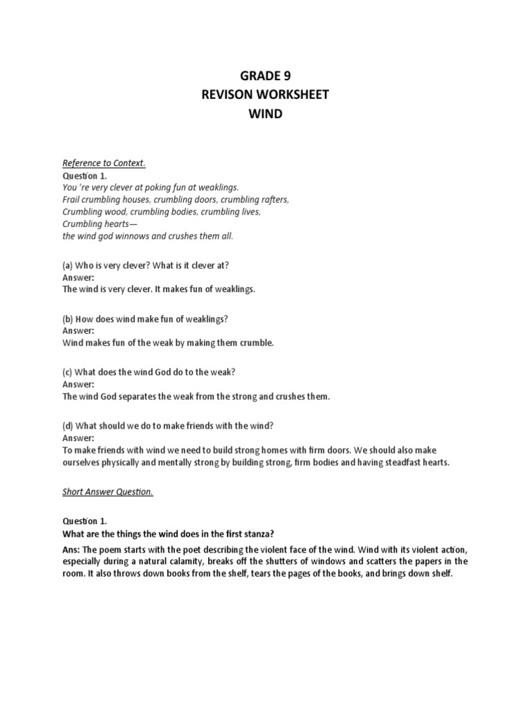 Revison Worksheet Beehive Answer Key | PDF