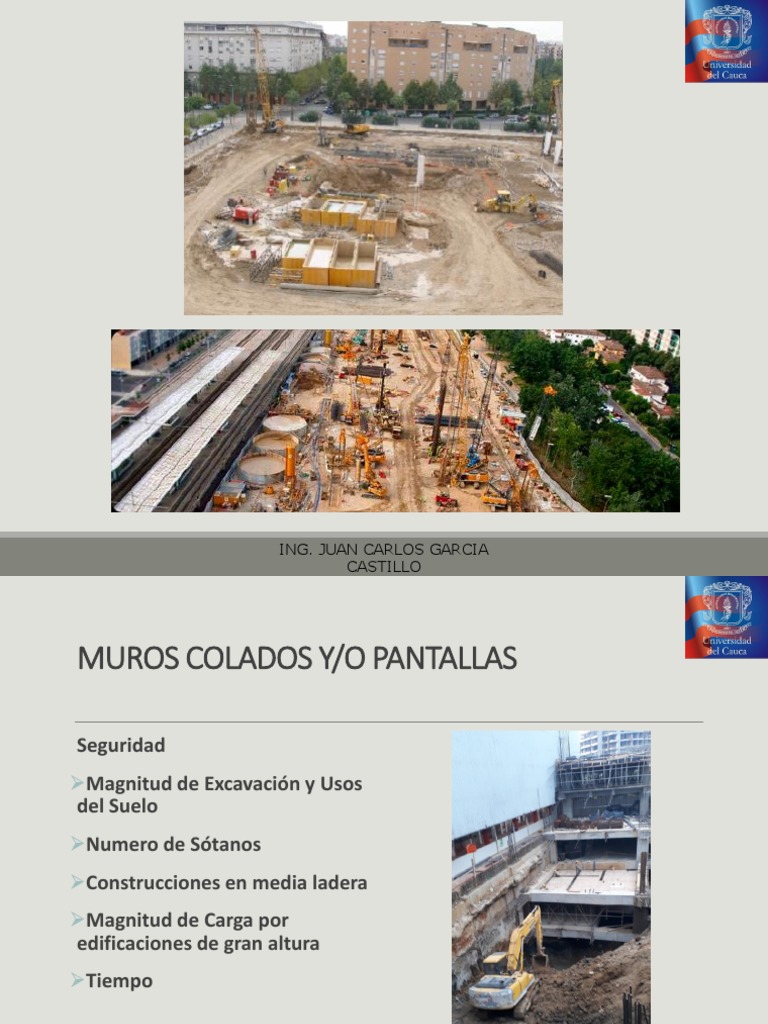 Tema 015-Muros Colados o Pantallas | PDF | Hormigón | Ingeniería de Edificación