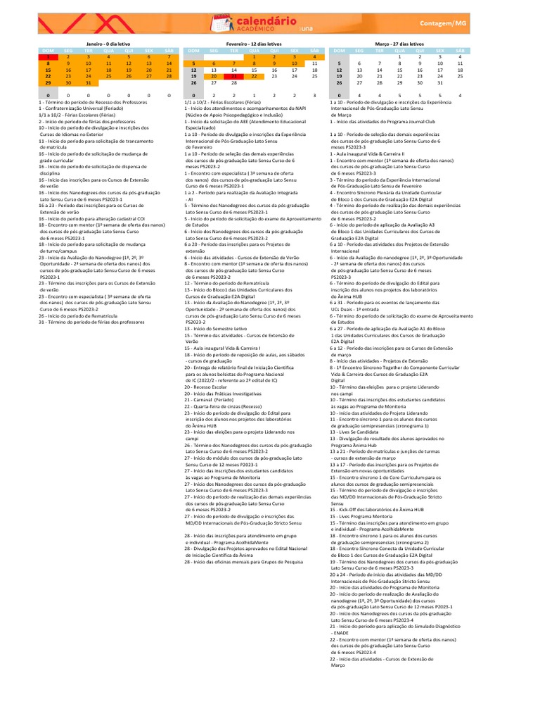 Calendário Acadêmico 2023: Eventos e Datas | PDF | Pós-graduação ...