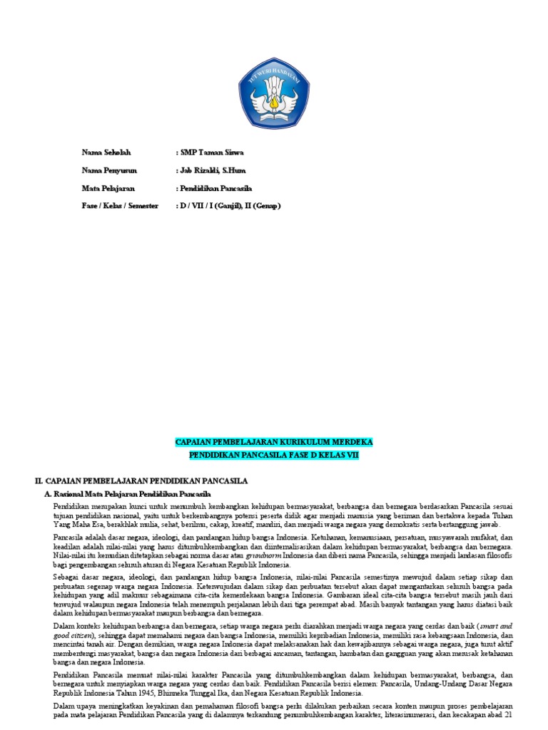 Perangkat Ajar PKN SMP VII | PDF