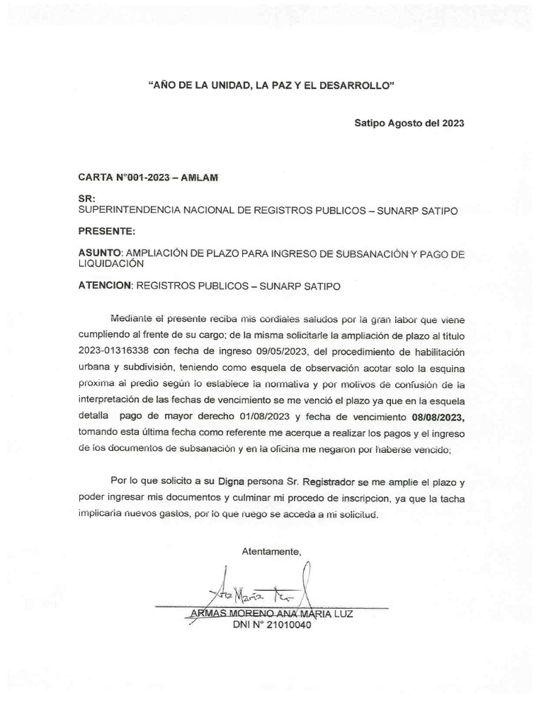 Carta Nro 001 2023 Amlam | PDF