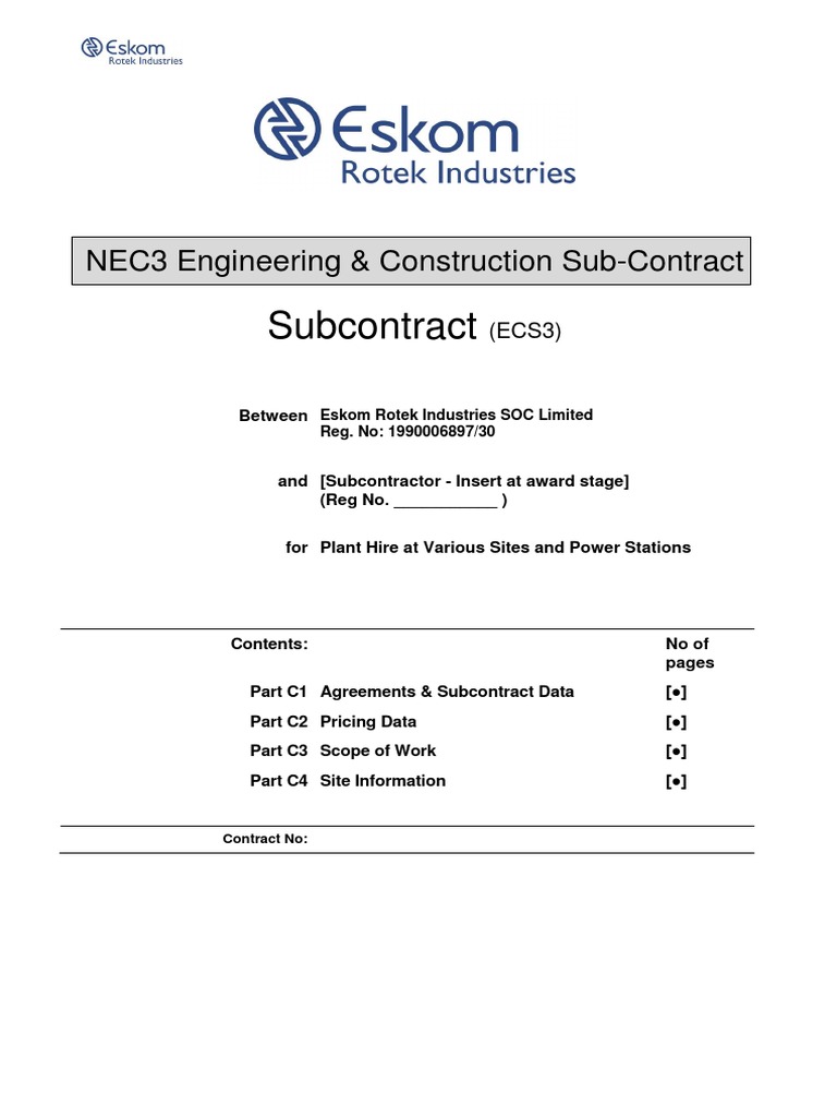 C0 - ESC3 Sub Contract - Yellow Plant | PDF | Legal Liability | Value ...